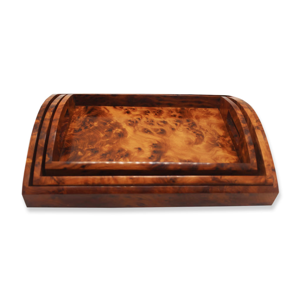 Thuya Wood Serving Tray Set of 3 – Moroccan Interior