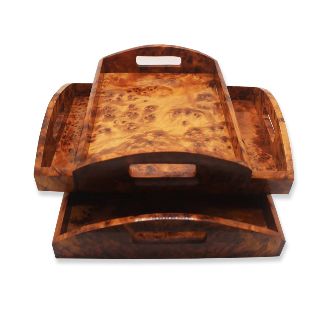 Thuya Wood Serving Tray Set of 3 – Moroccan Interior