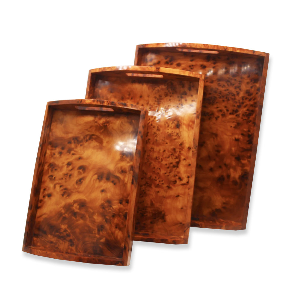 Thuya Wood Serving Tray Set of 3 – Moroccan Interior